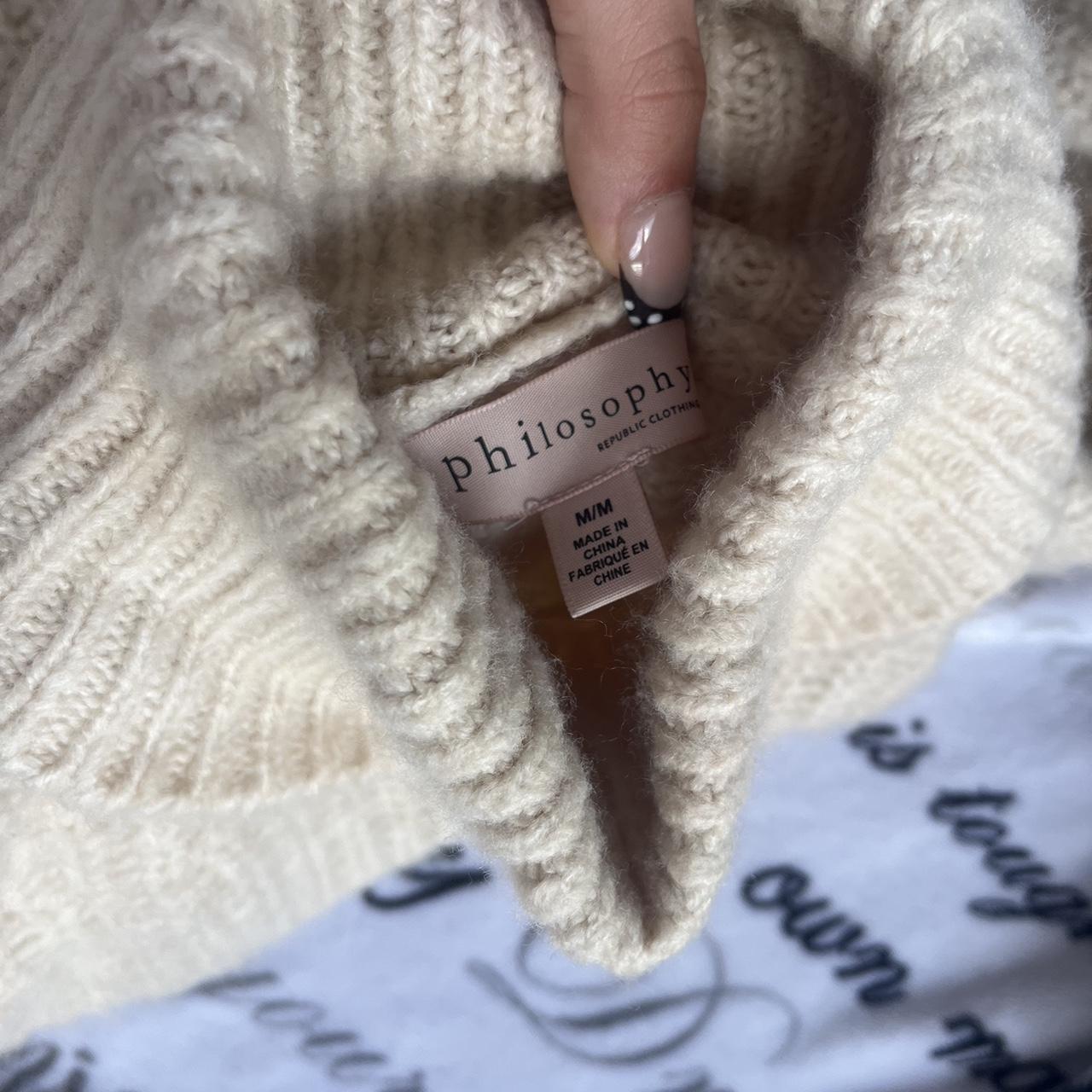 Cream Philosophy turtleneck sweater #winterknits | Depop