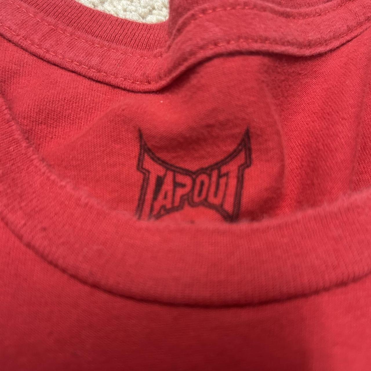 super sick red tapout shirt says XXL but is more... - Depop