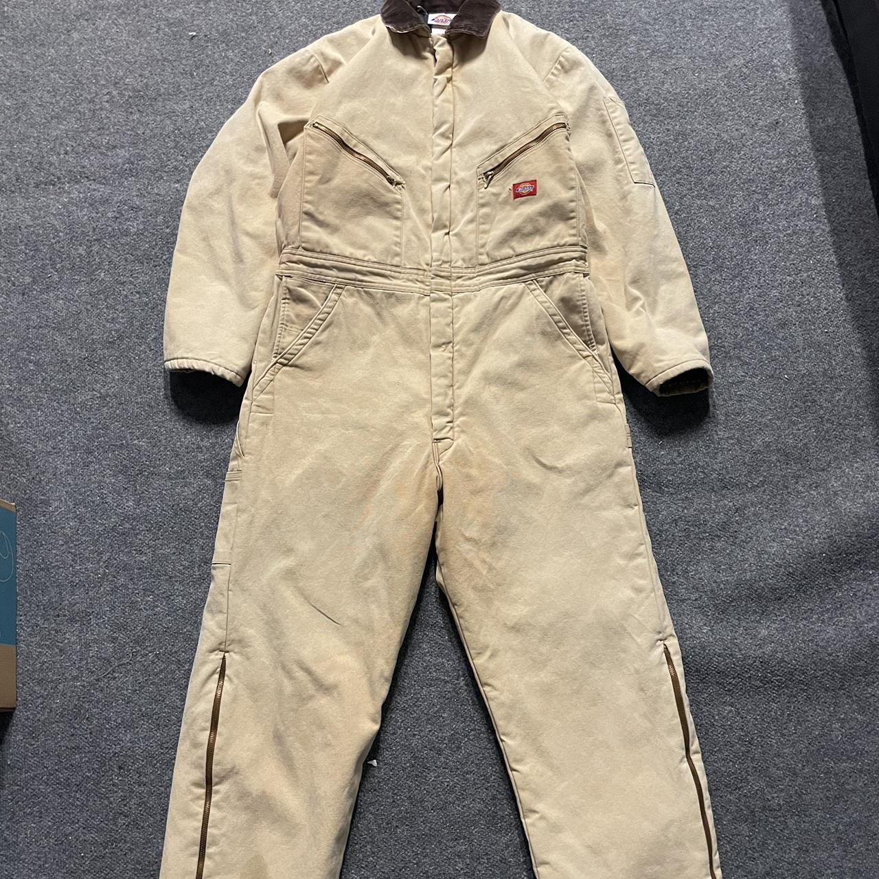 Vintage Vtg Tan Dickies Work Wear Jumpsuit Crazy Depop
