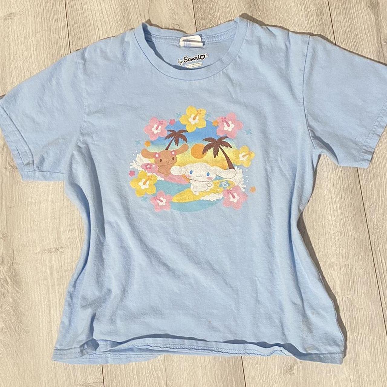 baby blue sanrio Cinnamoroll and Mocha shirt Fits... - Depop