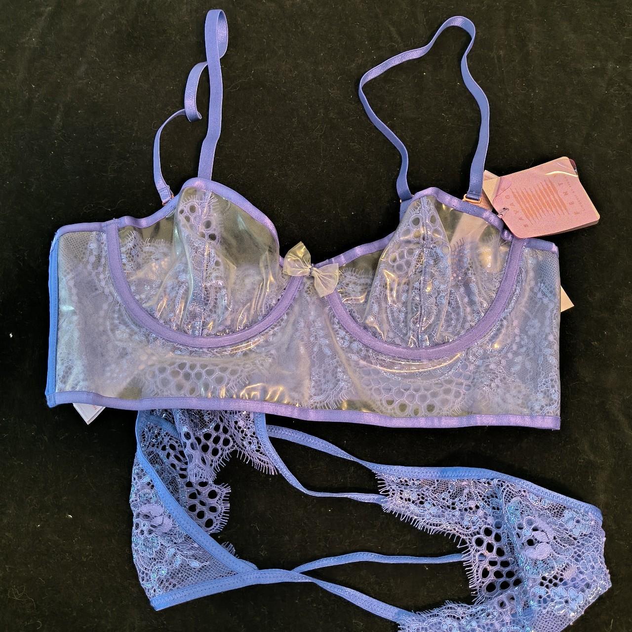 Purple and blue vinyl & lace set by Savage Fenty... | Depop