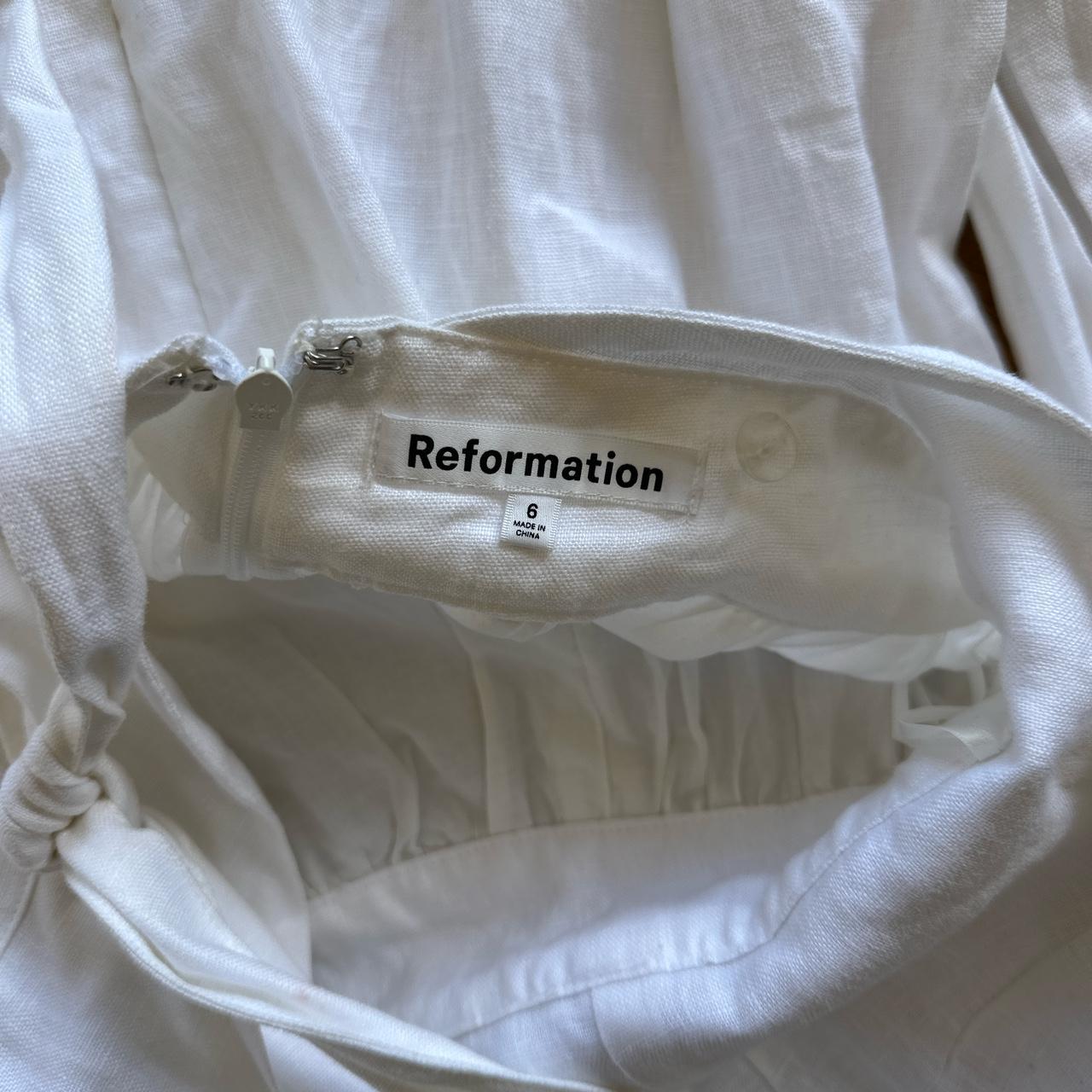 Reformation white linen dress. Never worn. Not quite... - Depop