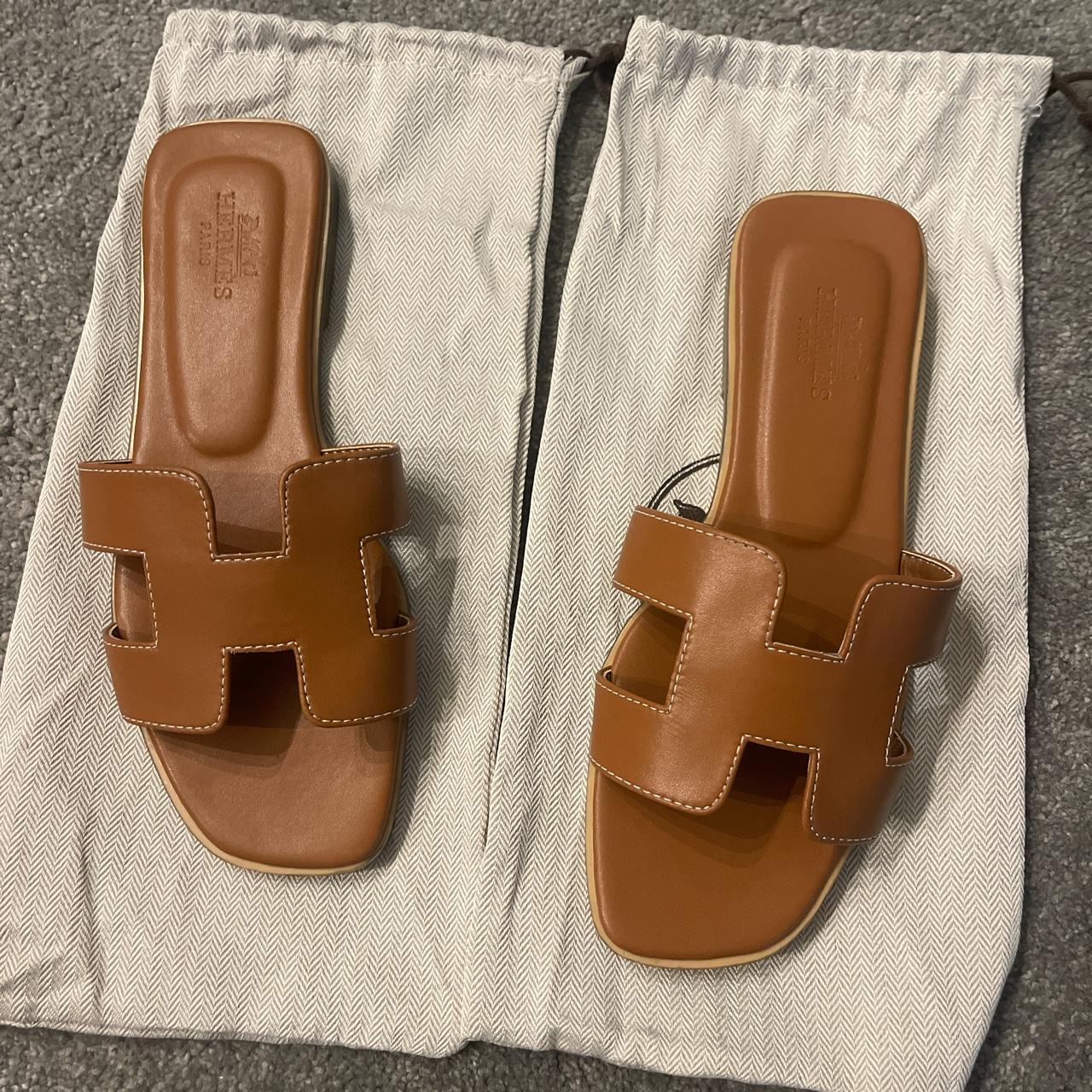 Hermes Tan Sandals Worn once Comes with dust... - Depop