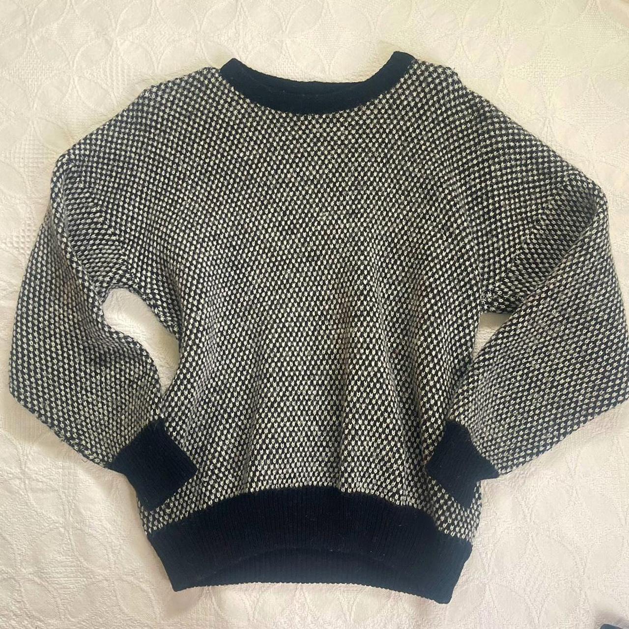 Oversized Black and white knit sweater 🖤🤍 #sweaters... | Depop