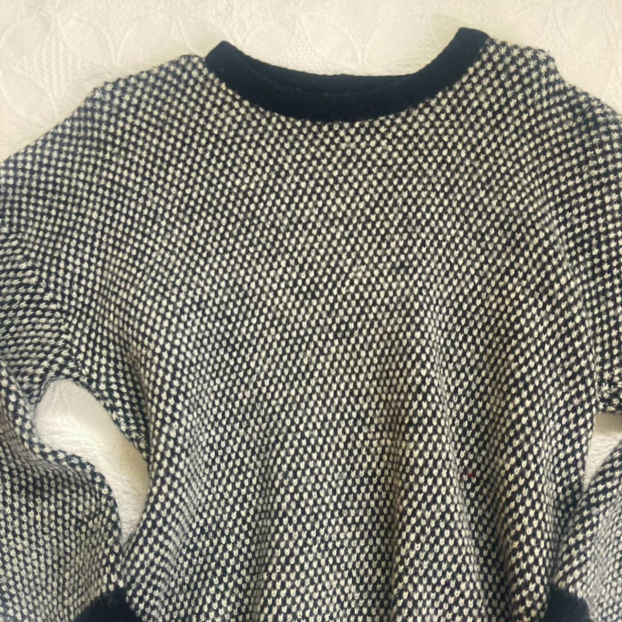 Oversized Black and white knit sweater 🖤🤍 #sweaters... | Depop