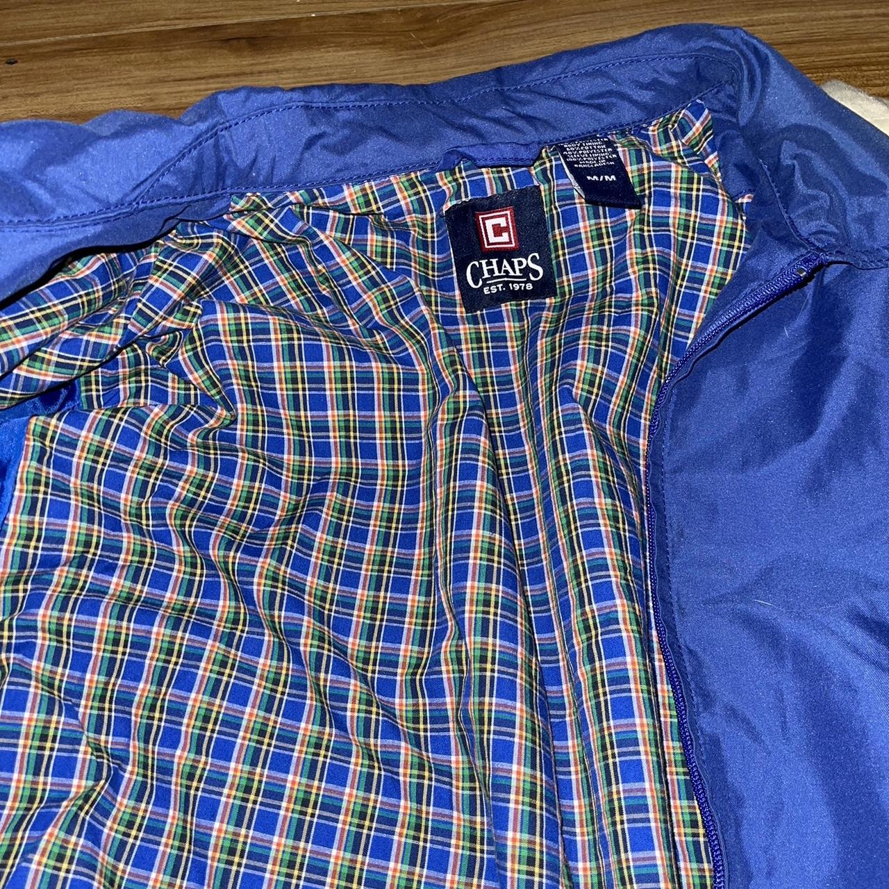blue chaps windbreaker with cool flannel print on... - Depop