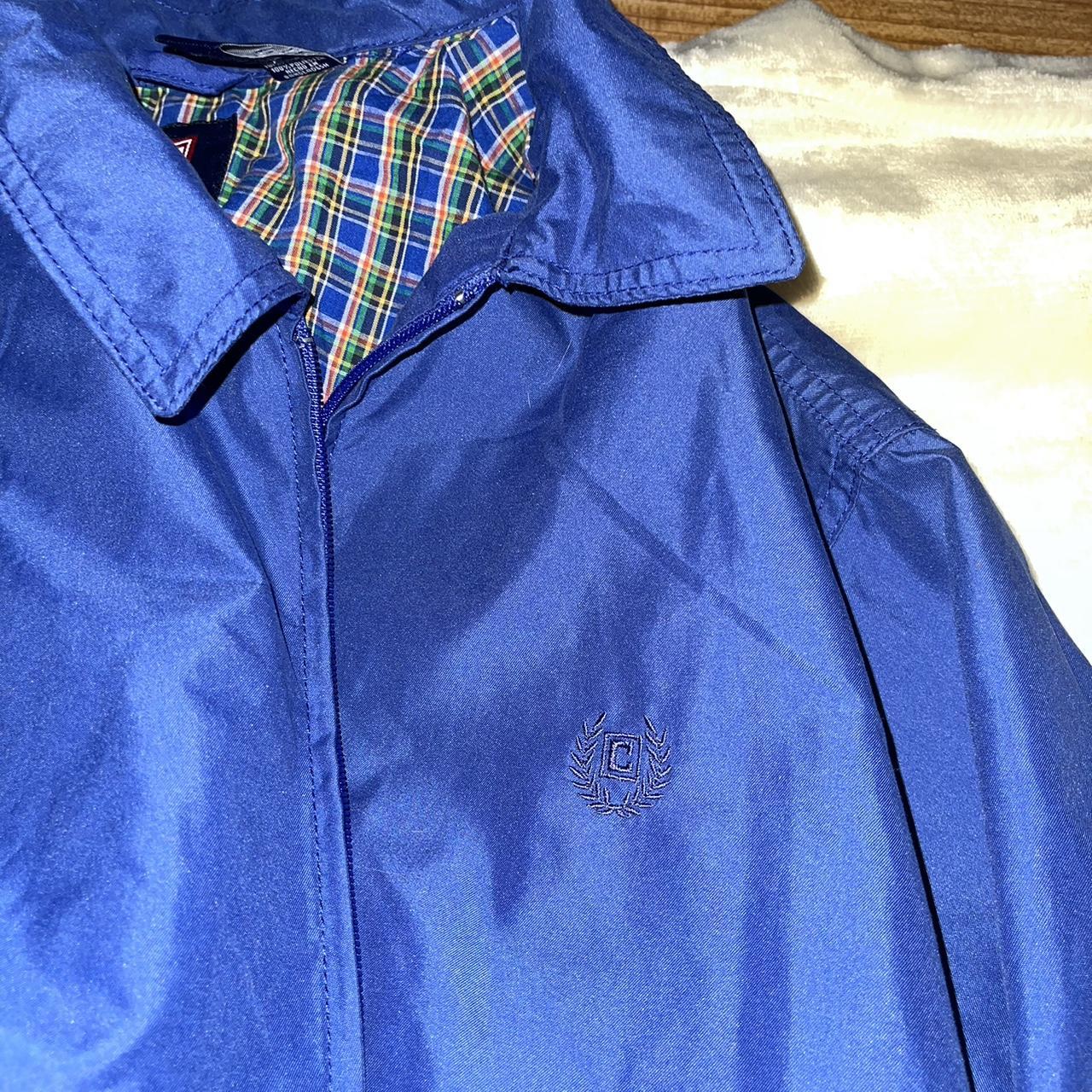 blue chaps windbreaker with cool flannel print on... - Depop