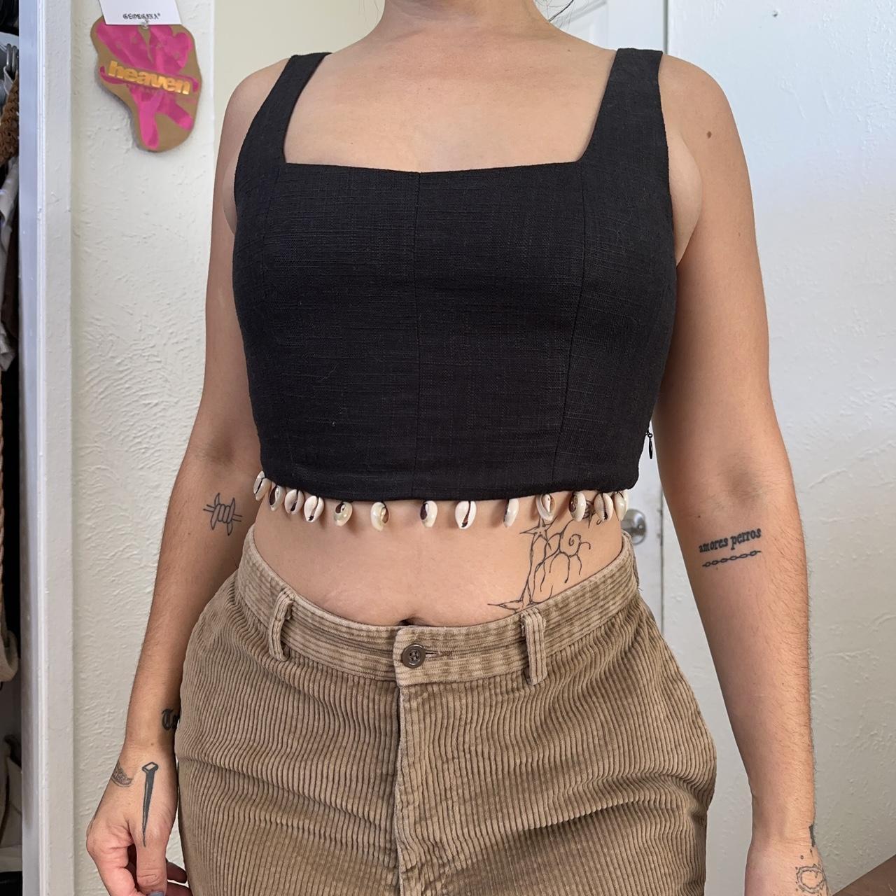 Staud Cropped Seashell Top Sz XS Black #Staud #Black... - Depop