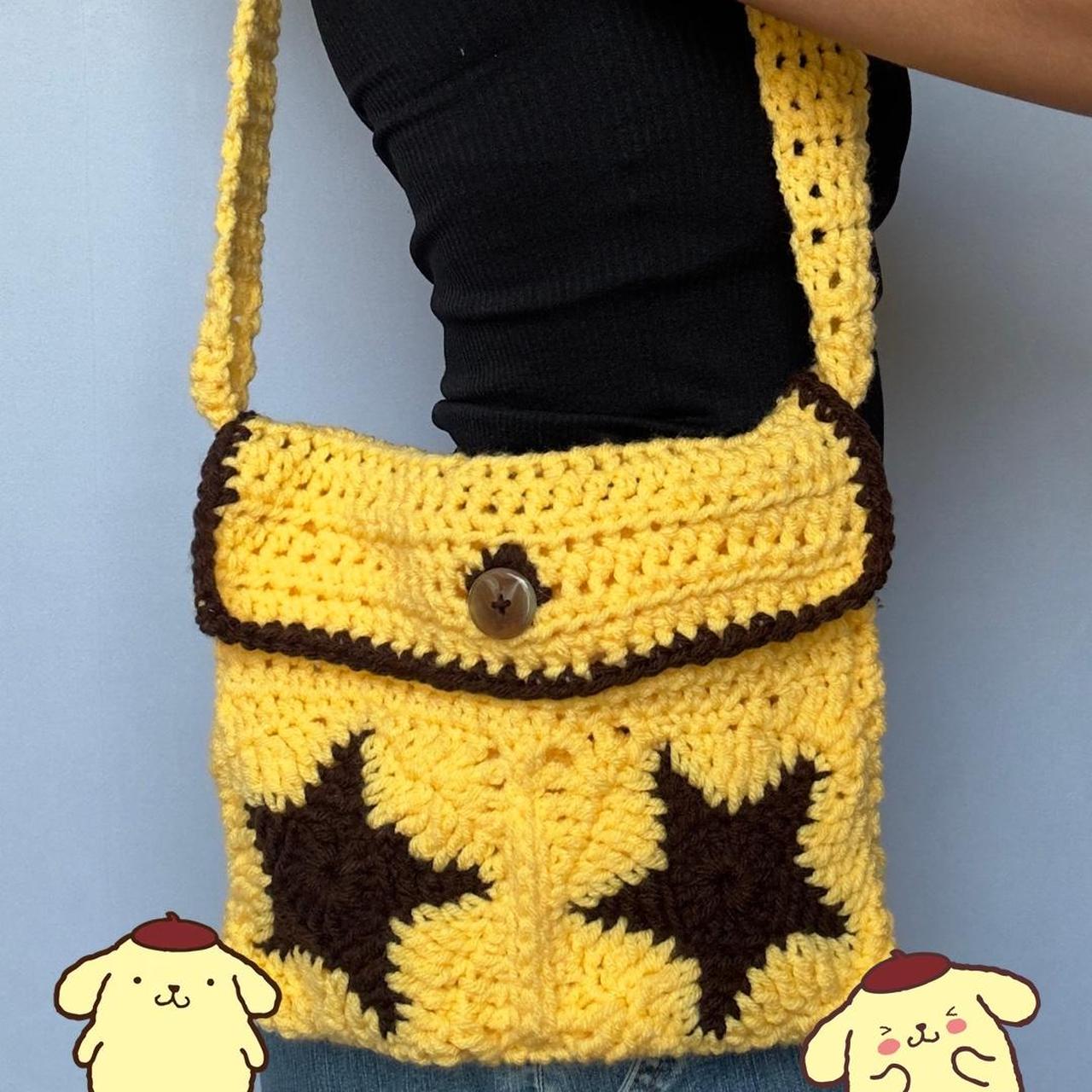 Yellow and Brown Star Messenger Bag🖤 🖤Handmade by... - Depop