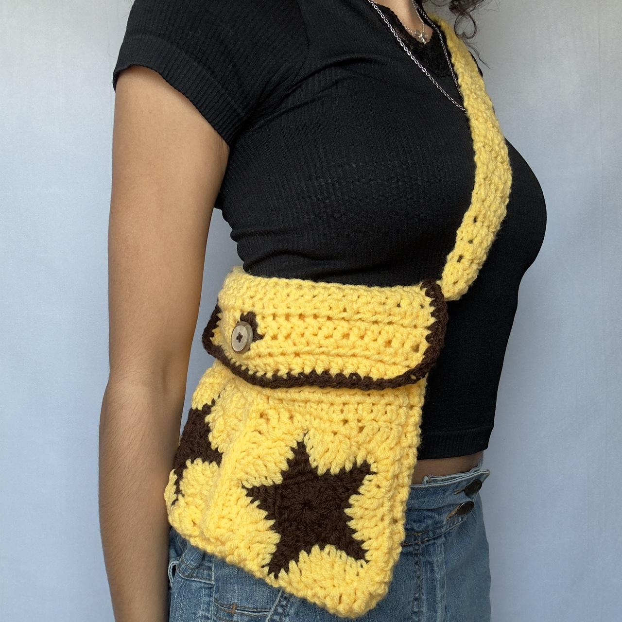 Yellow and Brown Star Messenger Bag🖤 🖤Handmade by... - Depop