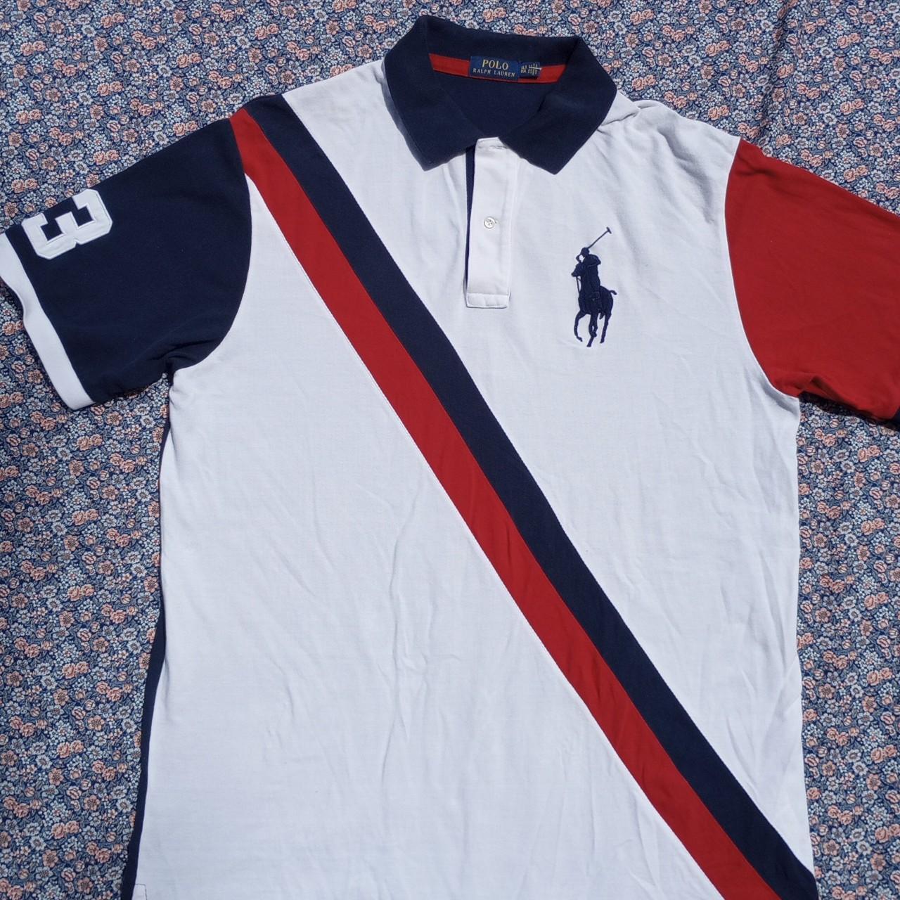 Polo Large Horse Shirt Red White and Blue Preppy... - Depop