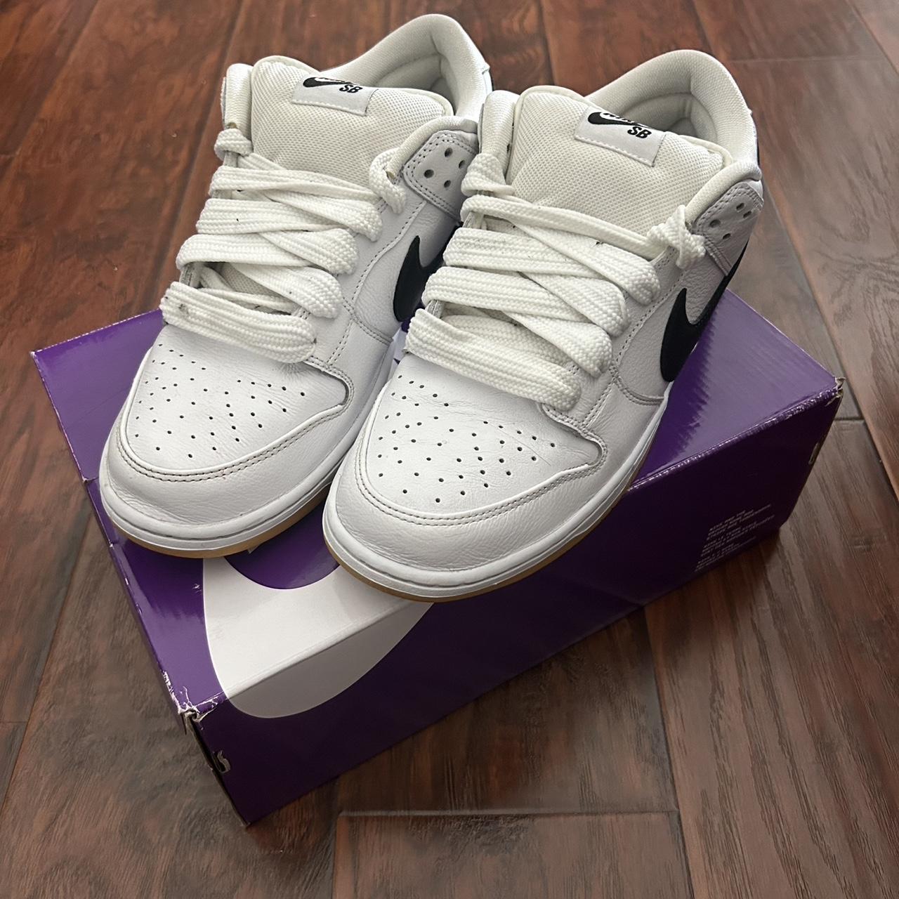 Nike SB dunk low white w/ gum bottoms • Size 12 •... - Depop