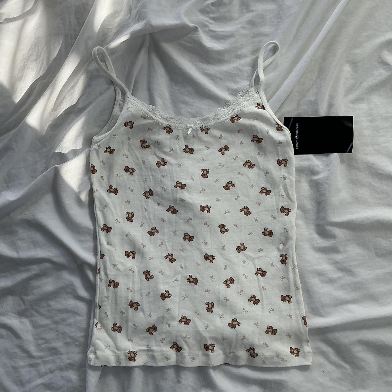 Teddy bear and bow tank top Brandy Melville - Depop