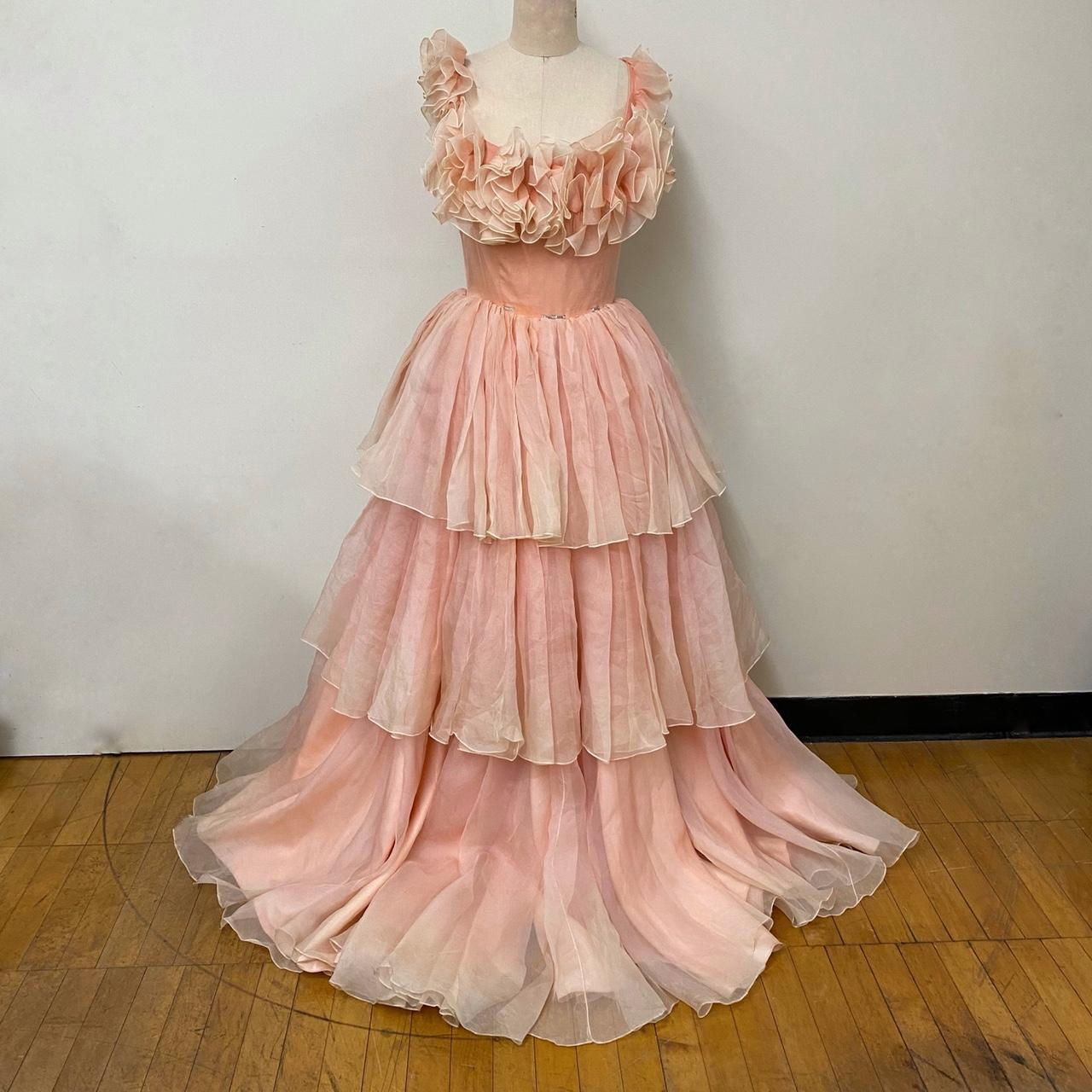 Vintage pink cottage core gown. Minor flaws due to... - Depop