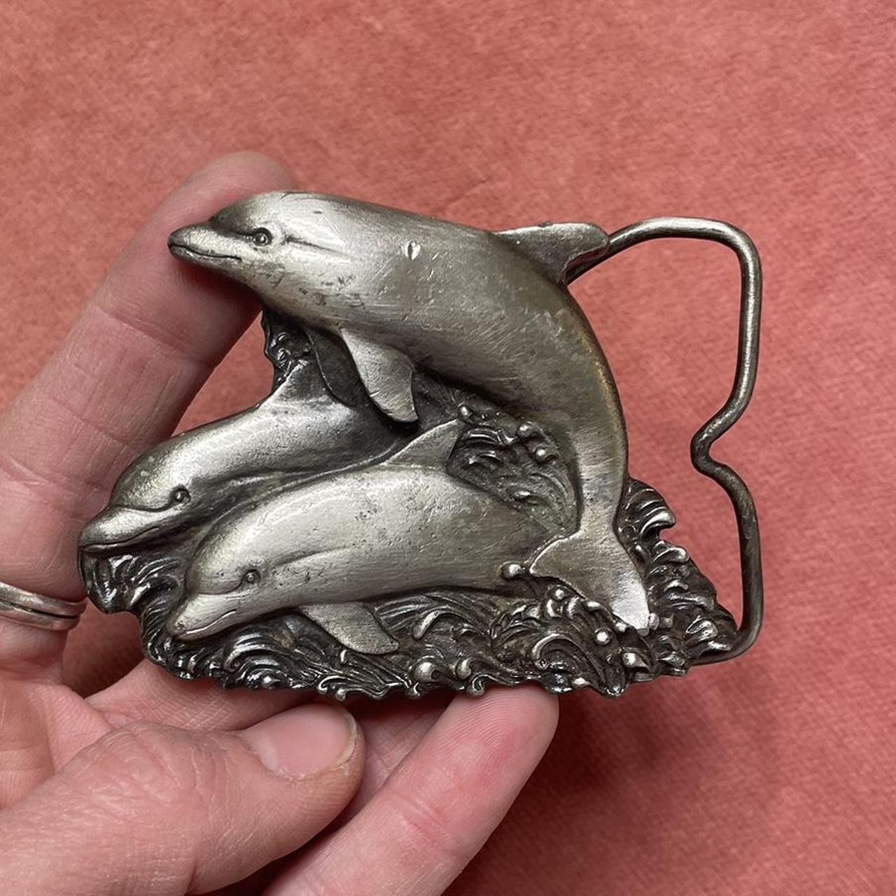 🐬 Vintage 1970s Brass Dolphin Belt Buckle 🐬 Heavy... - Depop