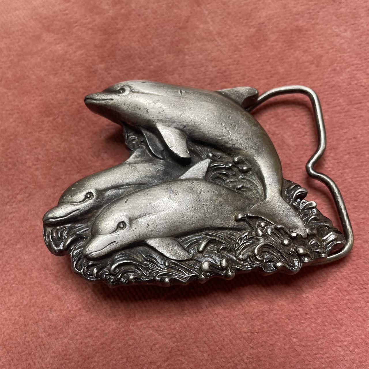 🐬 Vintage 1970s Brass Dolphin Belt Buckle 🐬 Heavy... - Depop