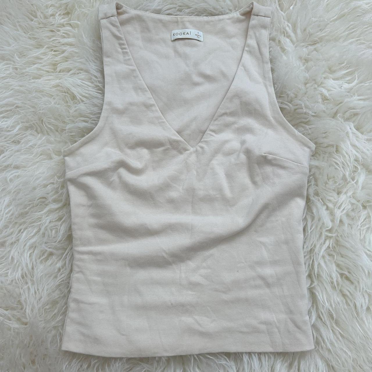 V Neck Tank Cream, worn twice (without... - Depop