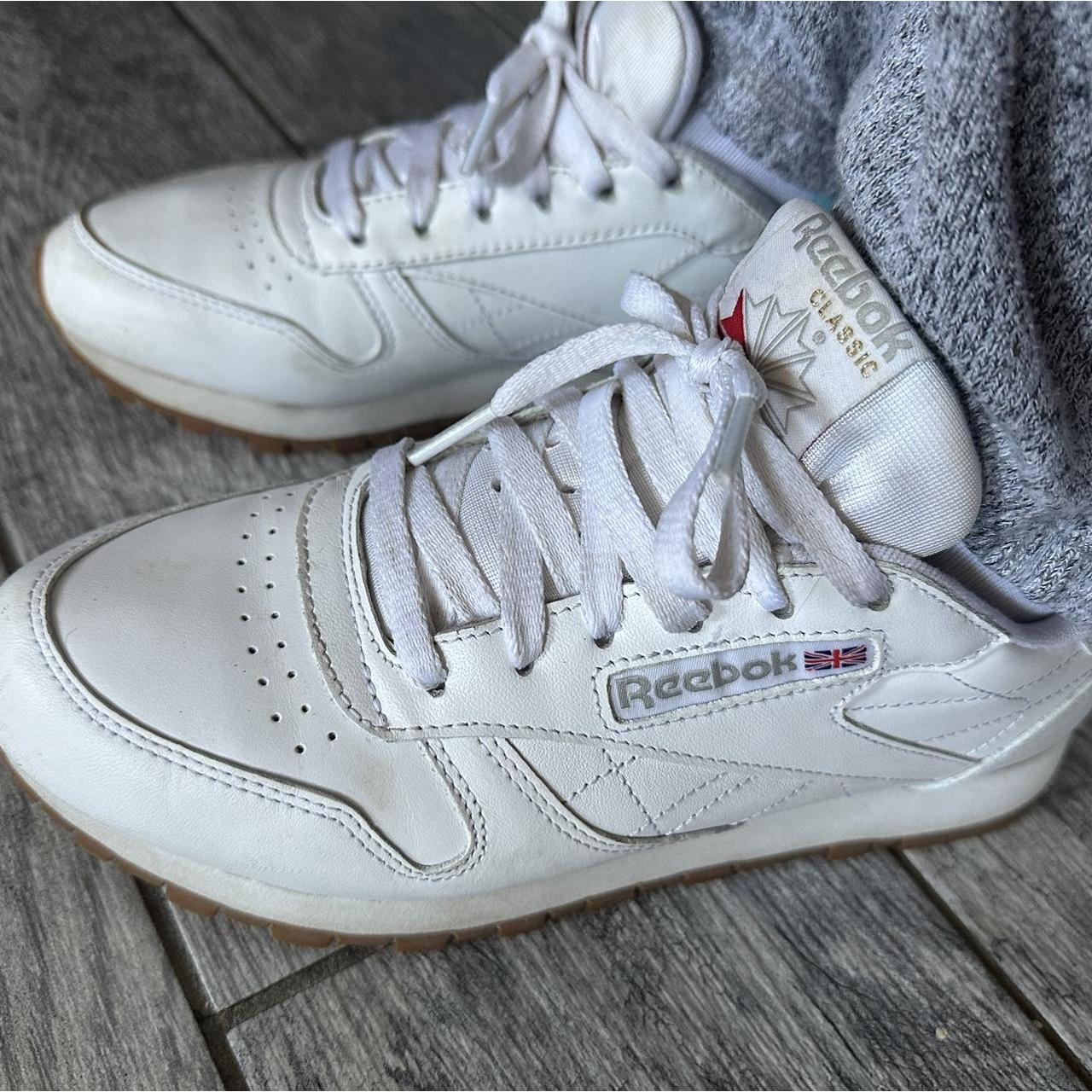 White vintage Reebok sneakers Great Condition Barely... - Depop