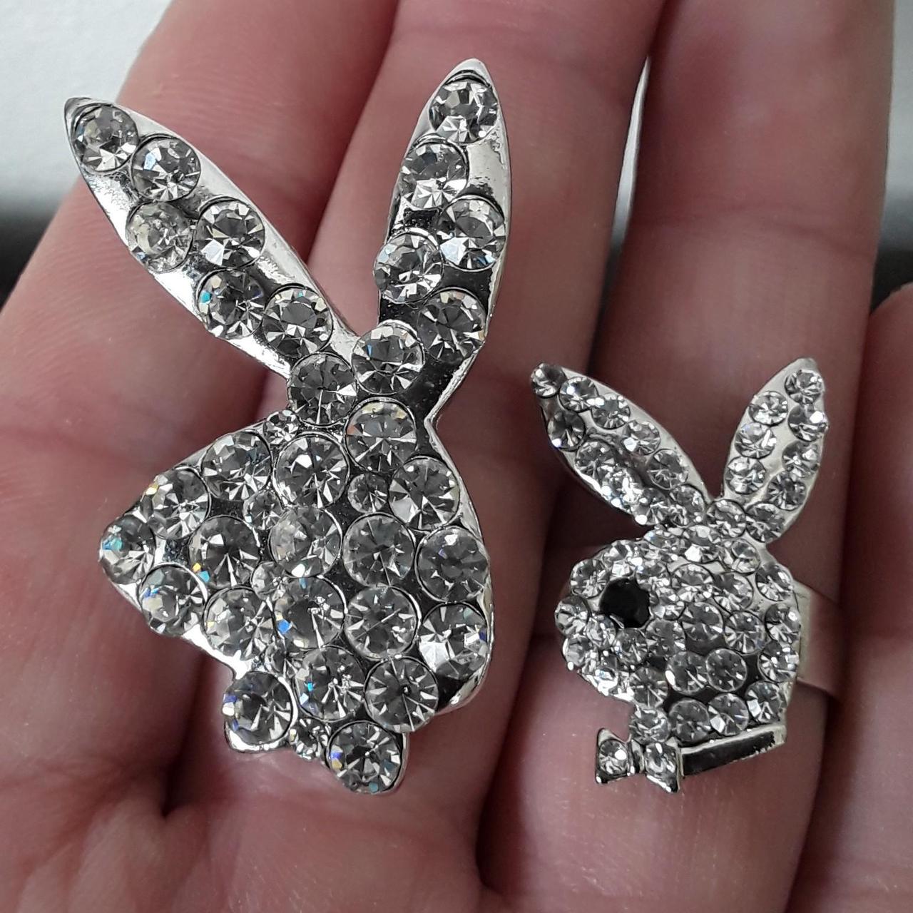 Vintage 80s large silver tone metal clear faceted... - Depop