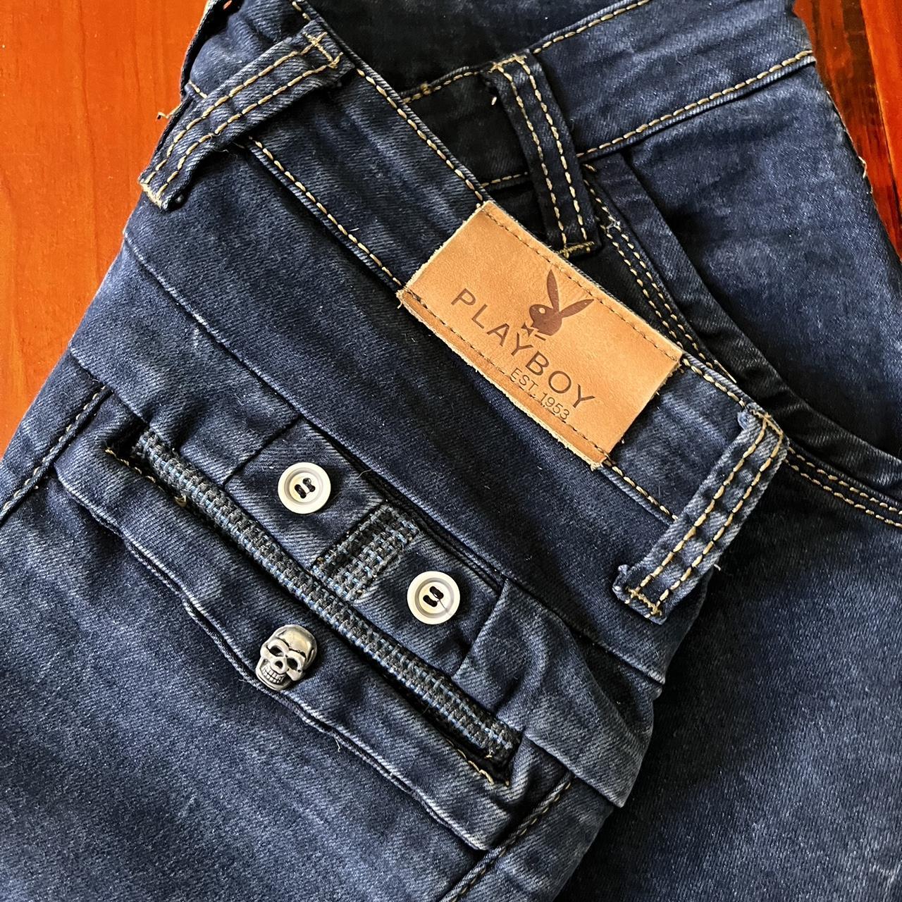 Playboy Skinny Jeans🎱 These skull denim jeans fit... - Depop