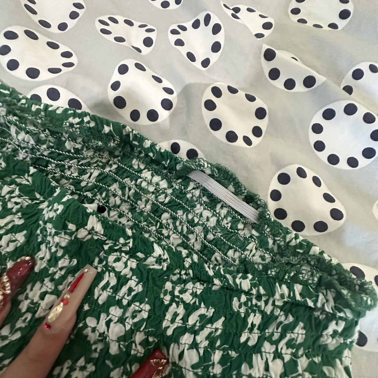 Ally green and white floral midi skirt. Makes you... - Depop