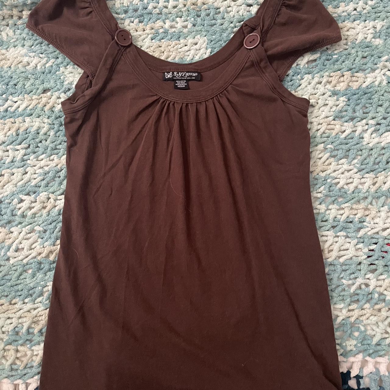 self esteem brown button top - so adorable,... - Depop