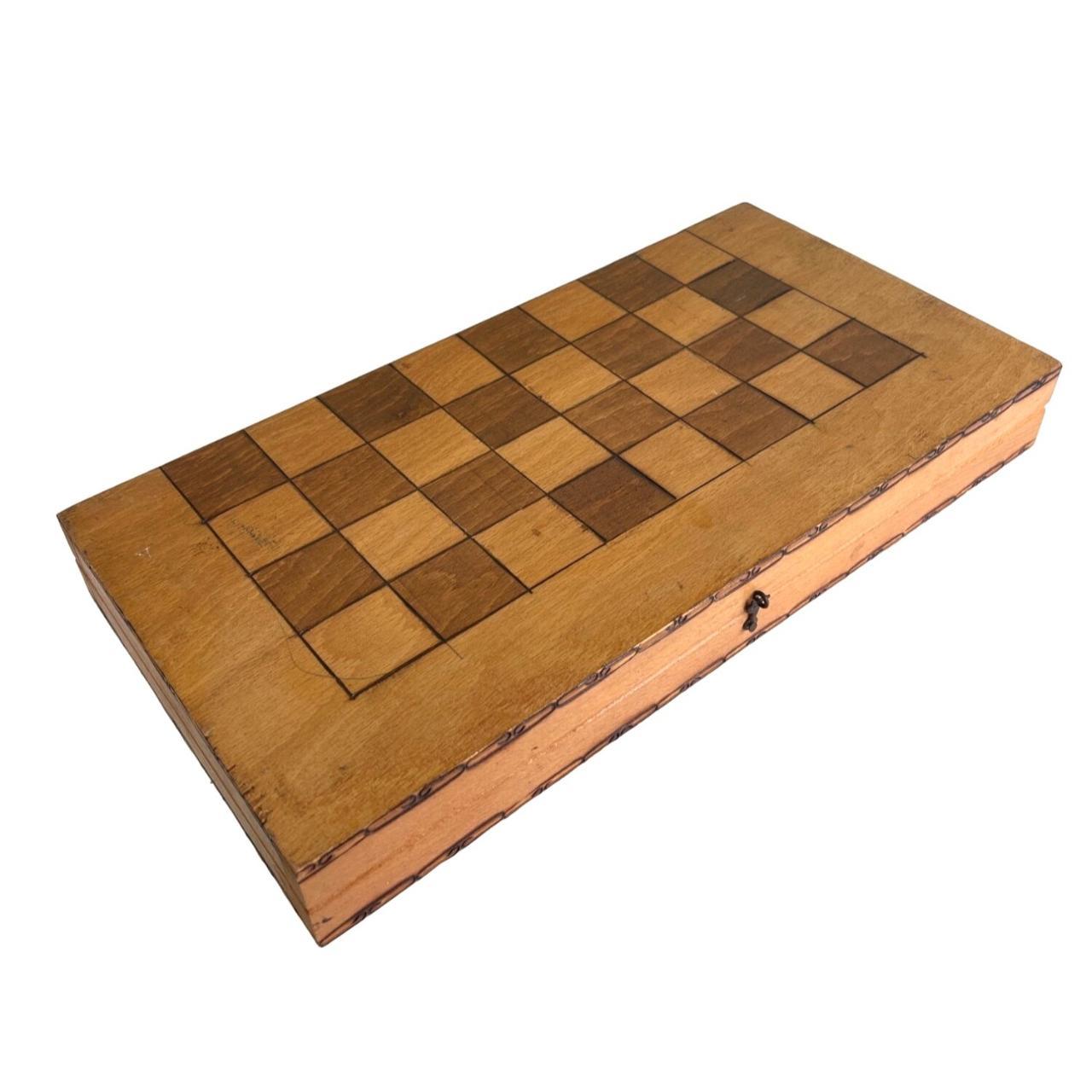 Nice handmade vintage multi game wood carry case... | Depop