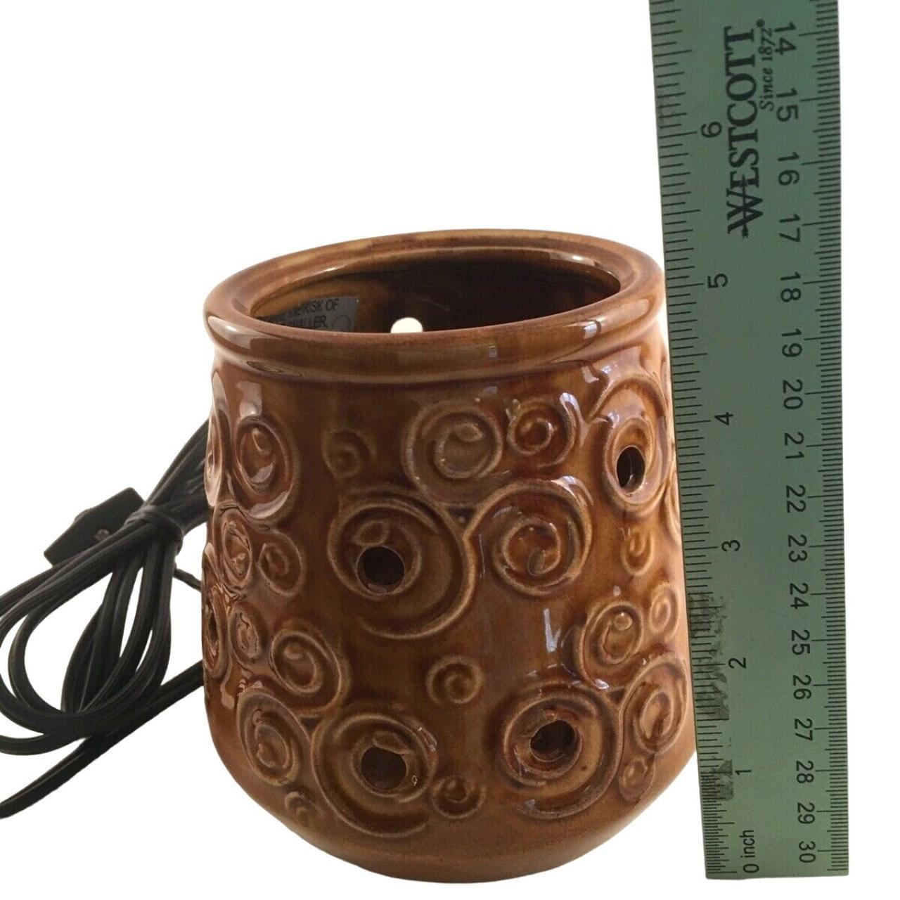 Scentsy Lamp 5" Brown with Swirl Pattern Bulb... - Depop