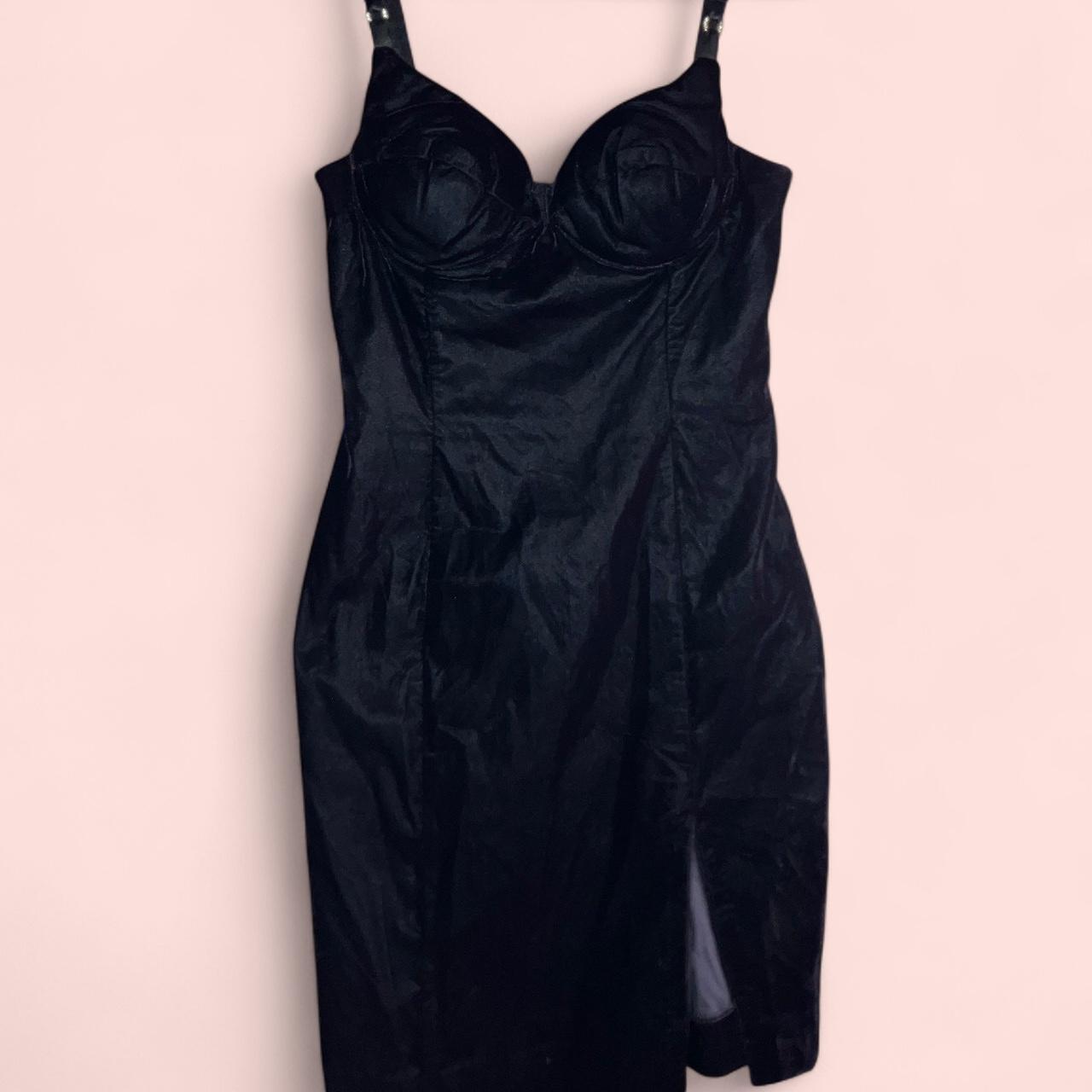 Super deep purple-black velvet mini bodycon dress... | Depop