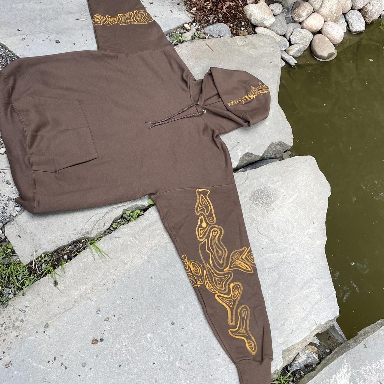 Large brown hand bleached skeleton hoodie- brand... - Depop