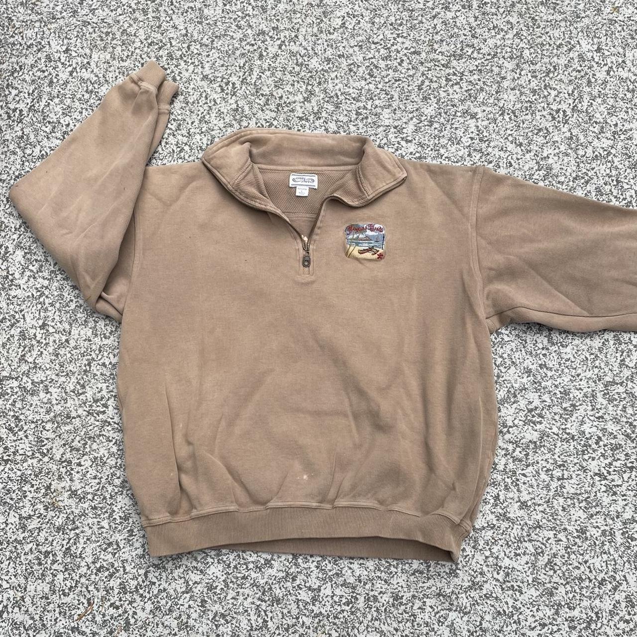 Mac Miller hand bleached tan beige quarter zip.... - Depop