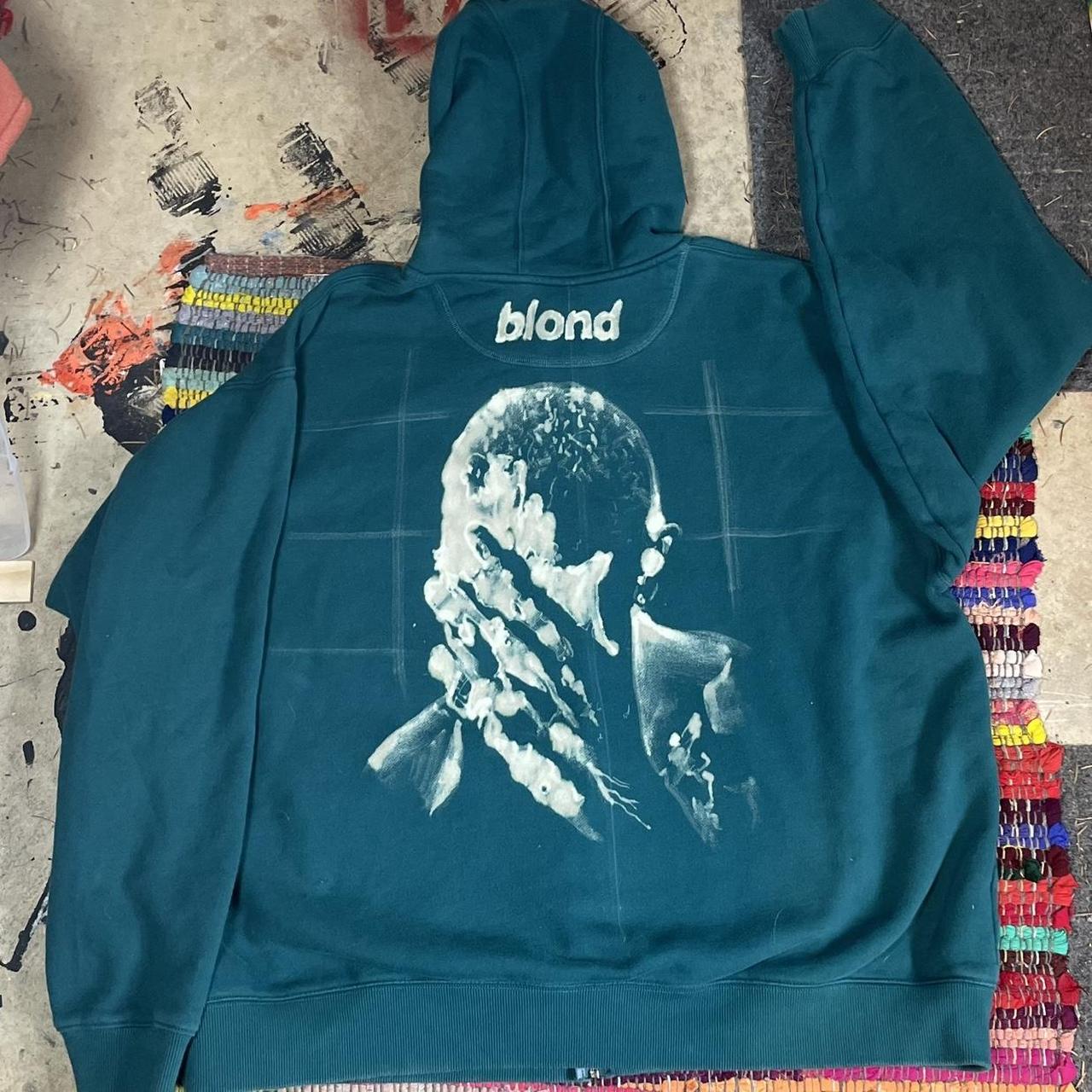 Teal/blue Frank ocean blonde hand bleached zip up.... - Depop