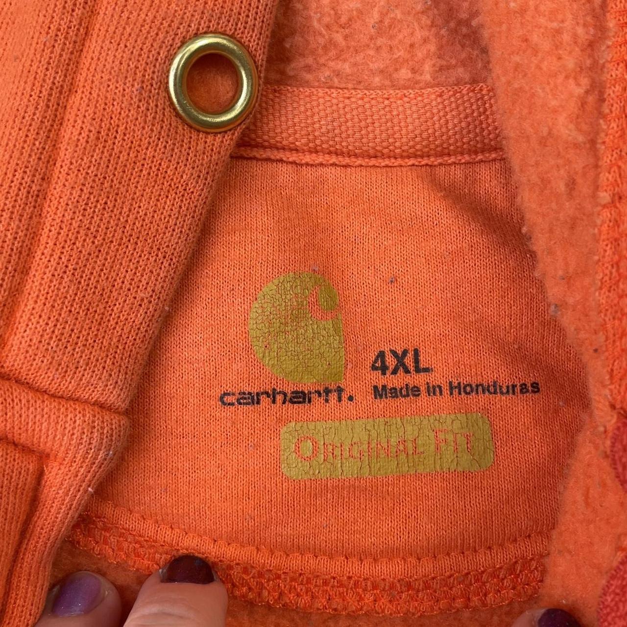 Carhartt neon orange hand bleached spider zip up... - Depop