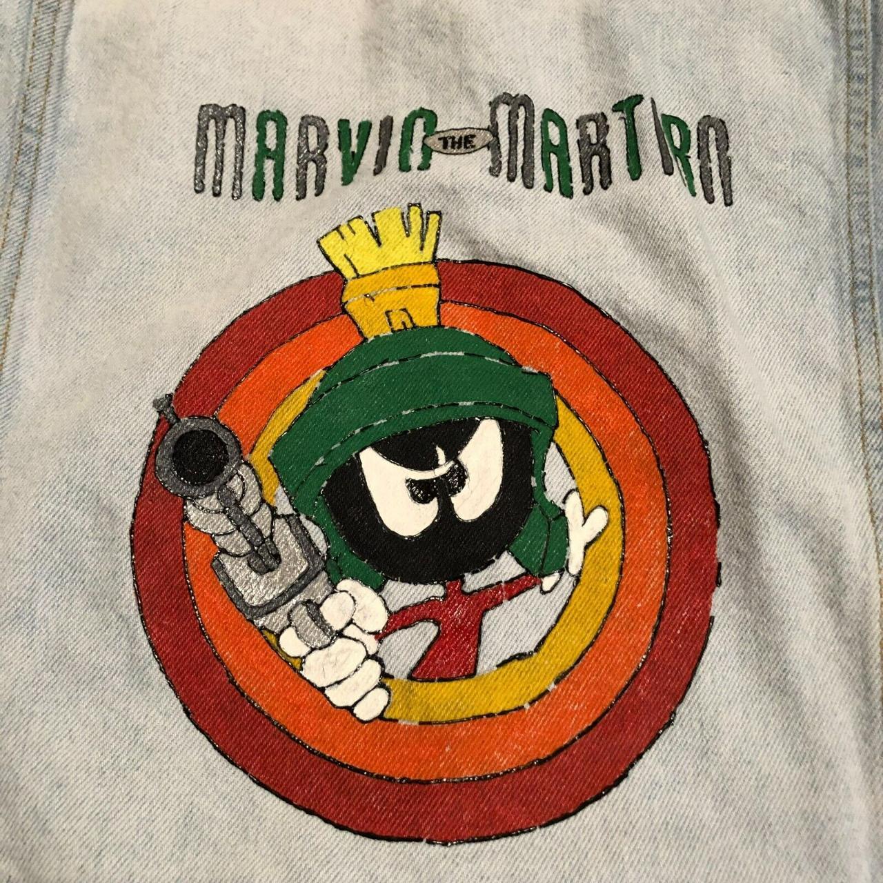 VTG 80s Marvin the Martian Denim Jacket Size M Bugs... - Depop