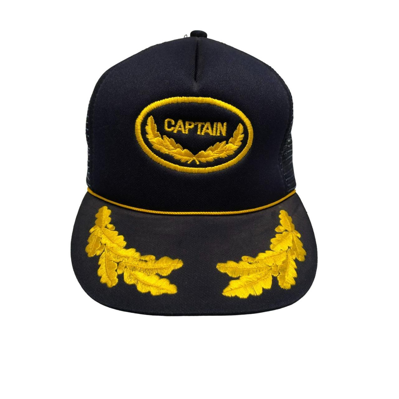 VINTAGE CAPTAIN TRUCKER SNAP BACK HAT EMBROIDERED... - Depop