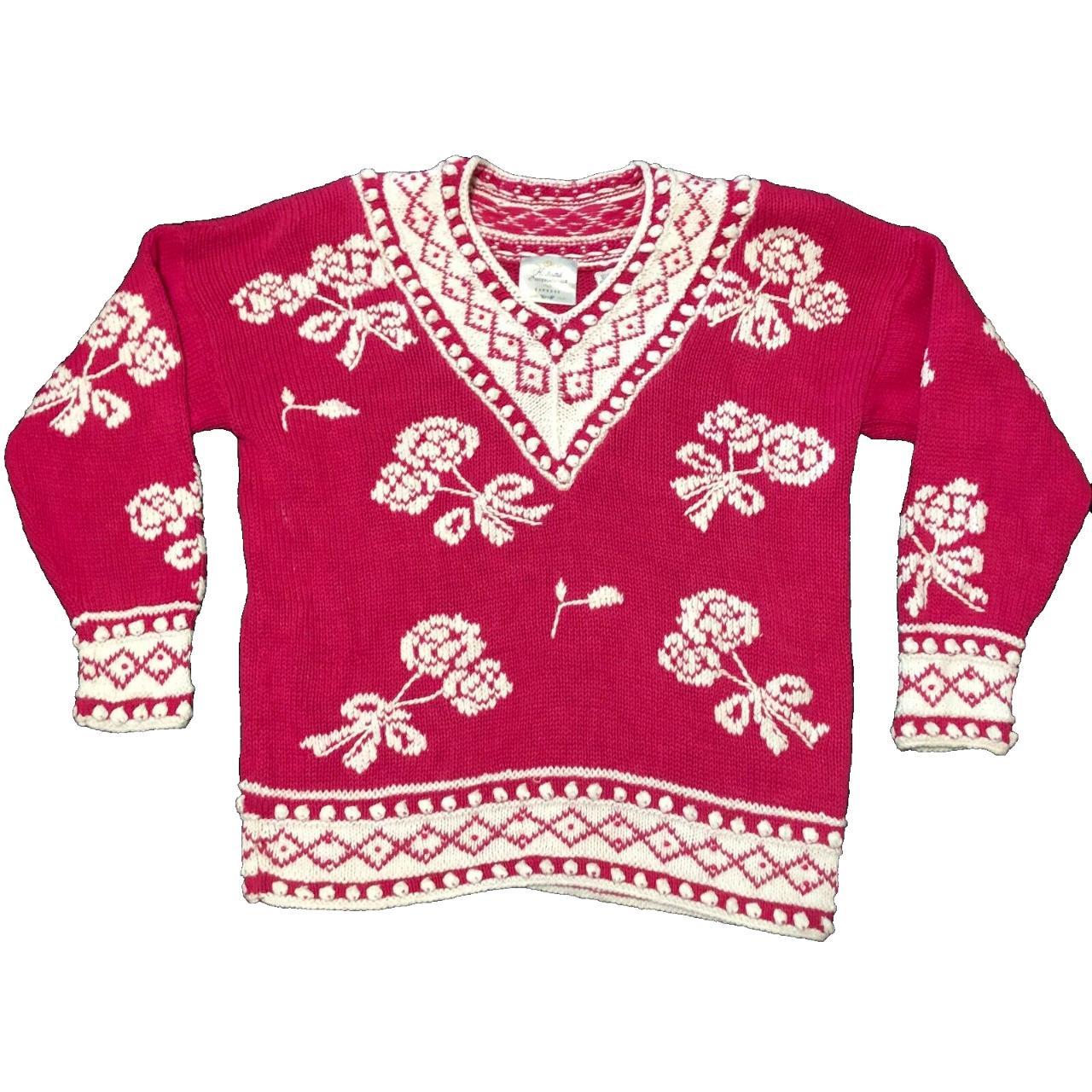 VTG 90S Express Pink Handknitted Sweater Size Medium... - Depop