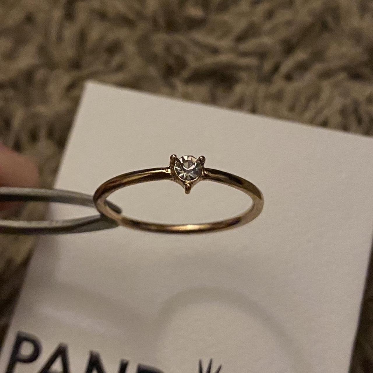 Pandora 14k Gold-Plated Solitaire Ring. SIZE 8... - Depop