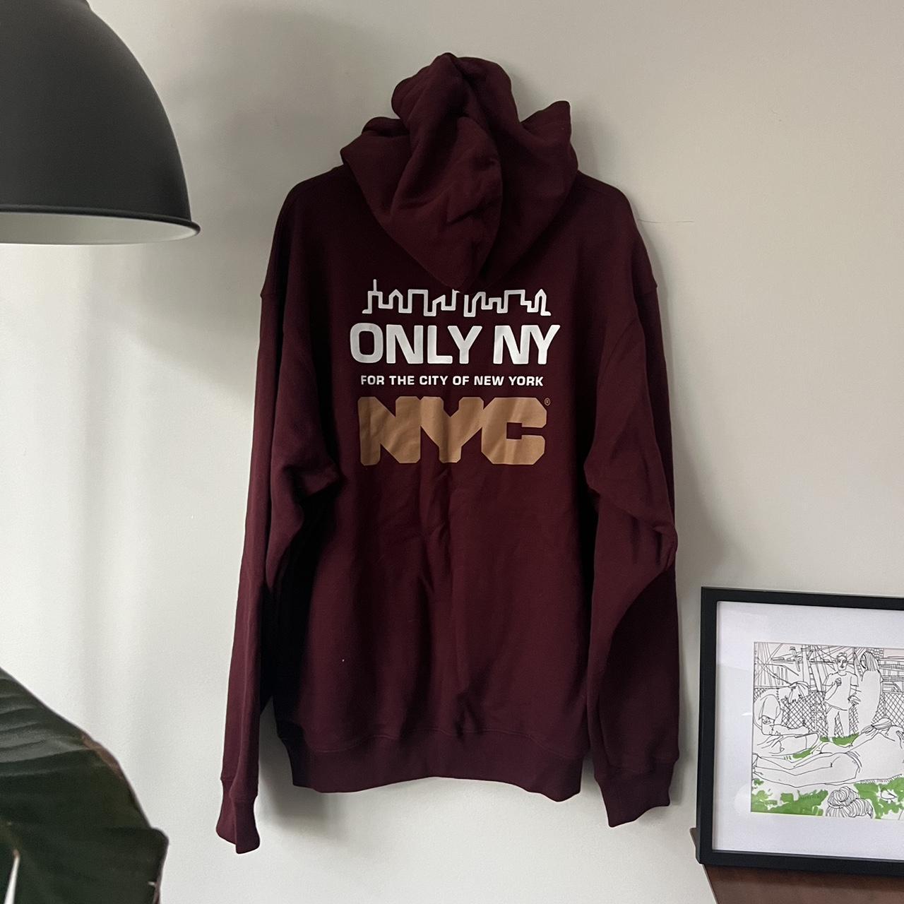 Only NY Hoodie Burgundy Size M - Depop