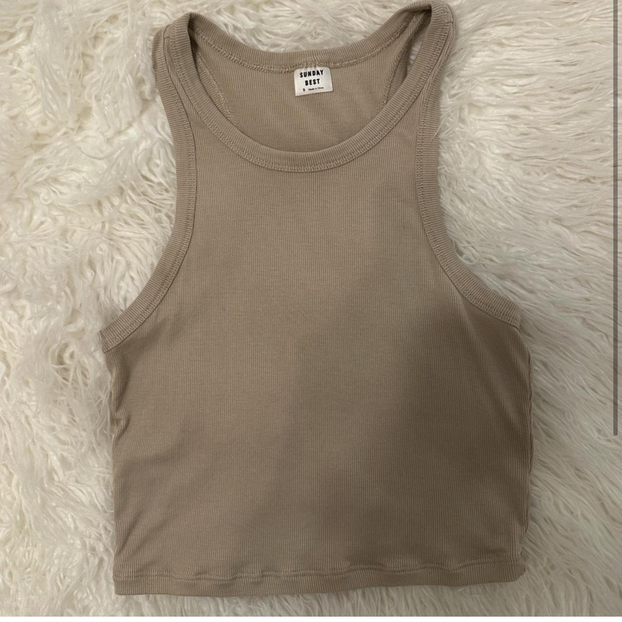 Aritzia Women's Tan and Cream Vests-tanks-camis | Depop