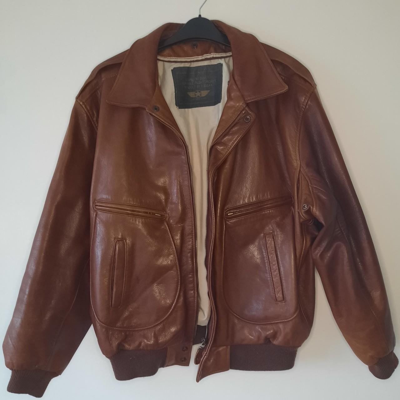 REAL LEATHER VINTAGE PILOTS JACKET/BOMER JACKET-... - Depop