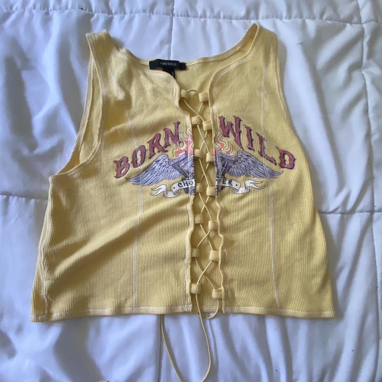 Yellow and pink crop top - Depop