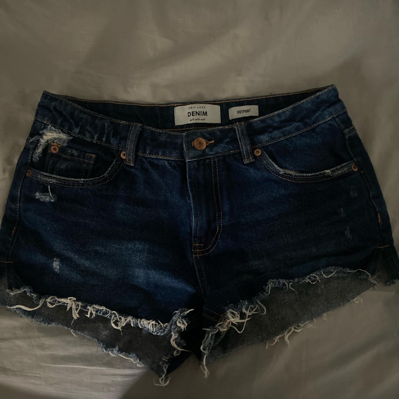 New Look dark blue low rise denim shorts never worn... - Depop