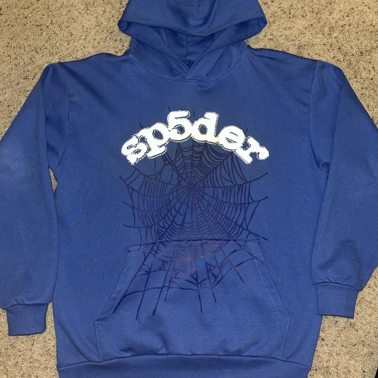 Blue Sp5der worldwide hoodie from website. I got it... - Depop