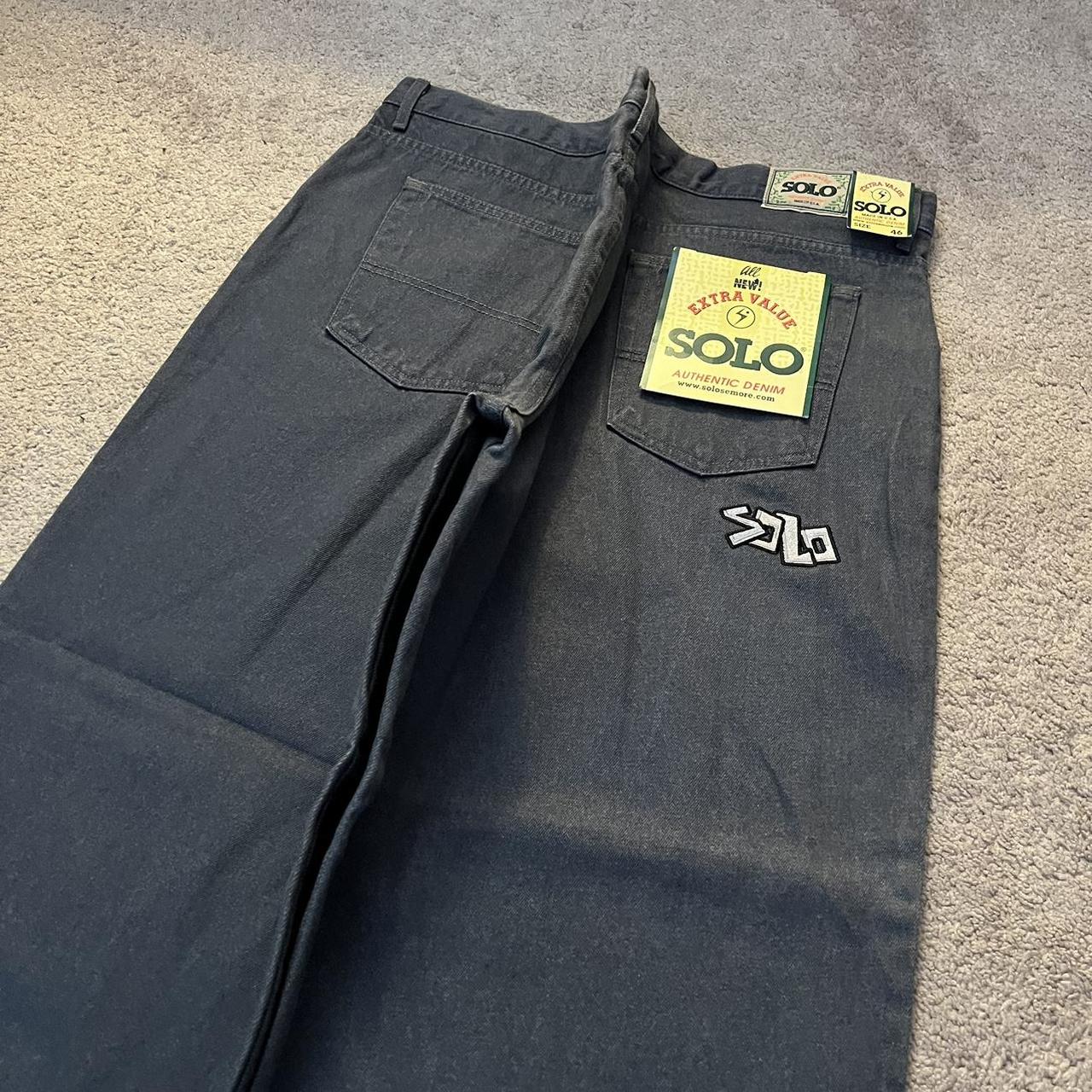 Vintage Solo Jeans Embroidered Wide Leg Fit Jnco... - Depop