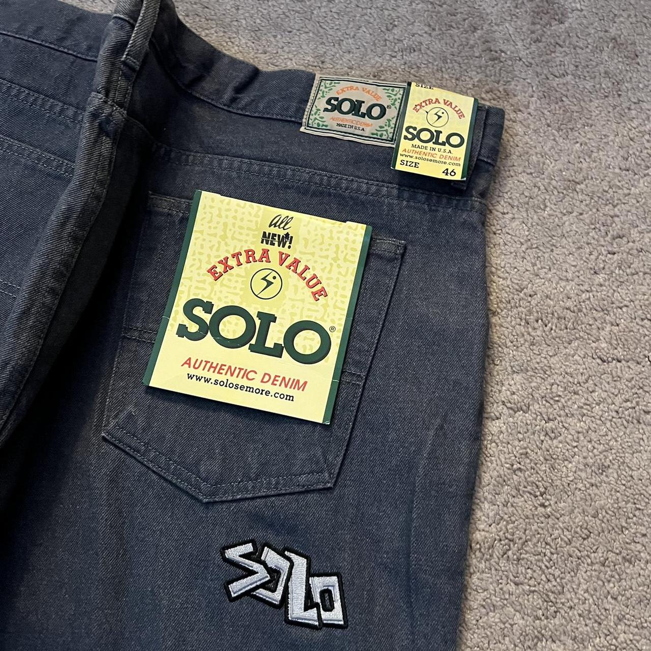 Vintage Solo Jeans Embroidered Wide Leg Fit Jnco... - Depop
