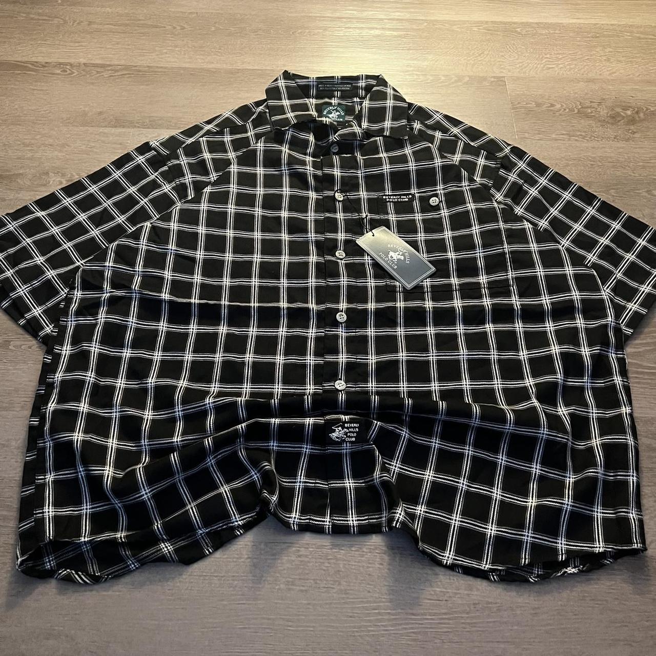 Y2K BHPC Plaid Button Up Shirt Short Sleeve Black... - Depop