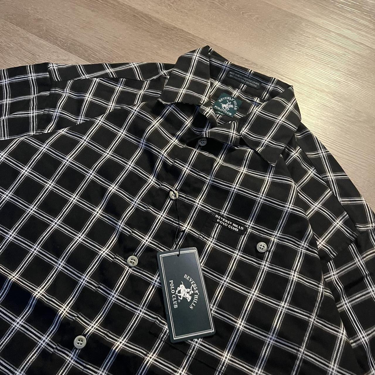Y2K BHPC Plaid Button Up Shirt Short Sleeve Black... - Depop