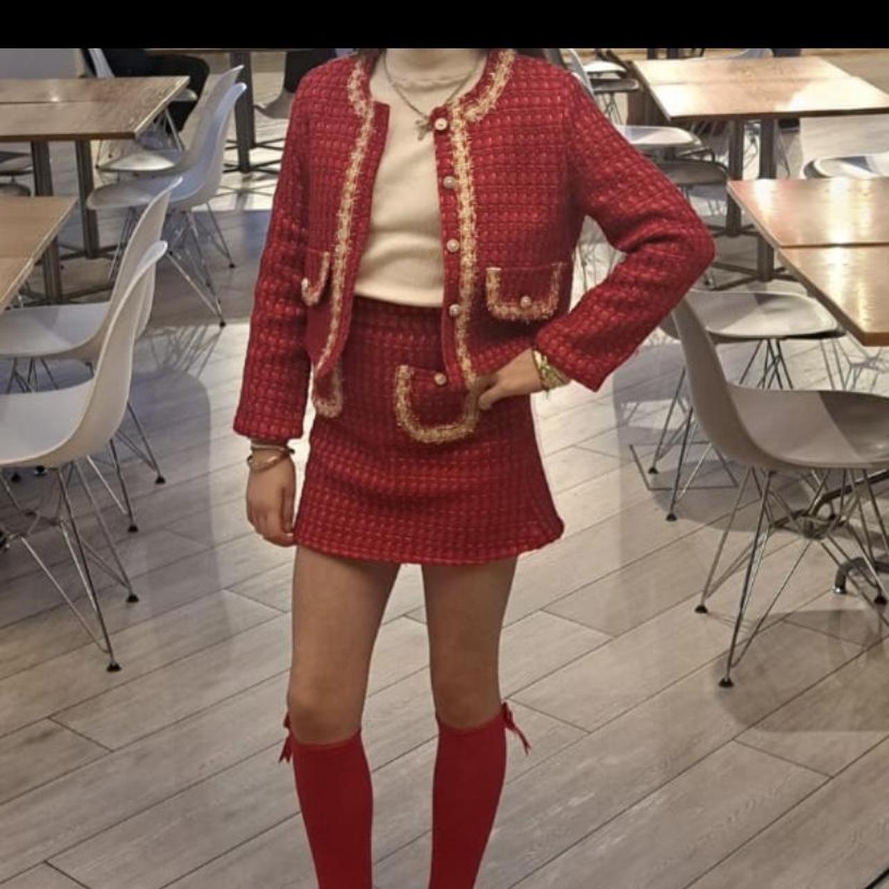 Two piece tweed set only worn for an hour in very... - Depop