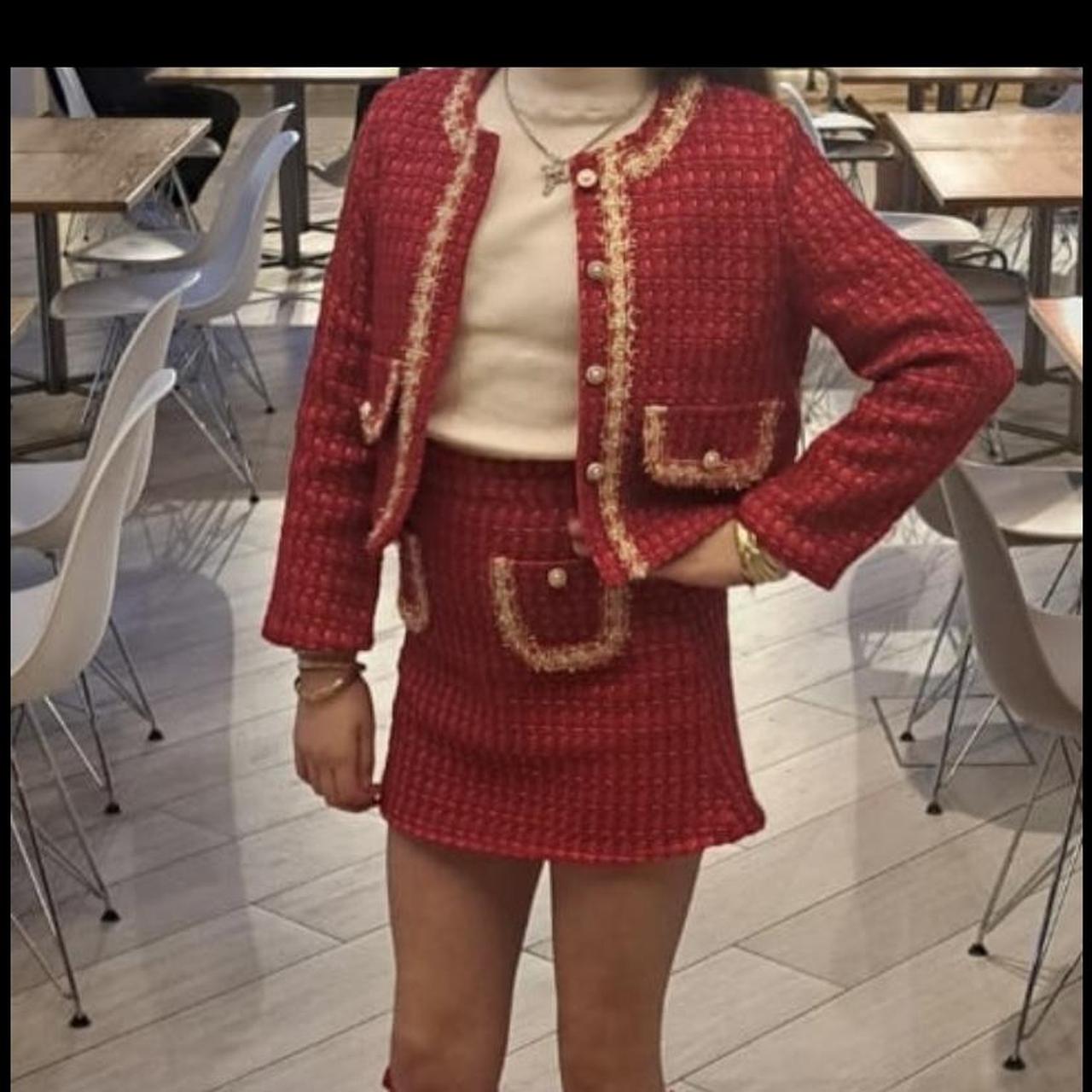 Two piece tweed set only worn for an hour in very... - Depop