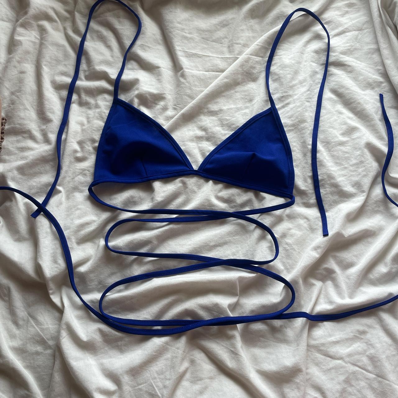 dark blue crop top string wraps around body - Depop